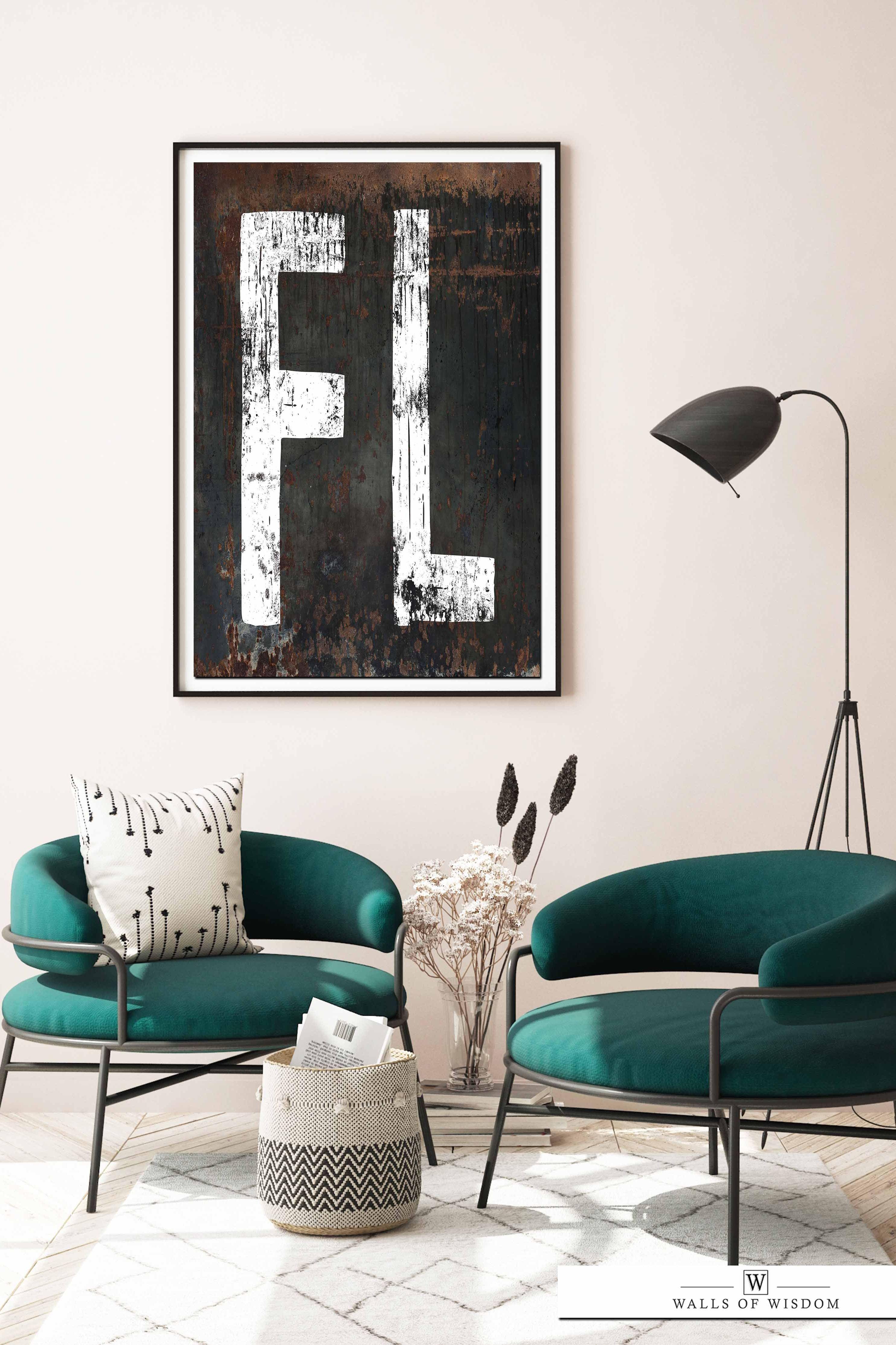 Vintage FL Home State Sign Poster - Florida Wall Art Home Bar Wall Art ...