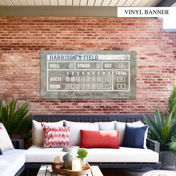Personalized Vintage Baseball Scoreboard Vinyl Sign - Boys Baseball Th ...