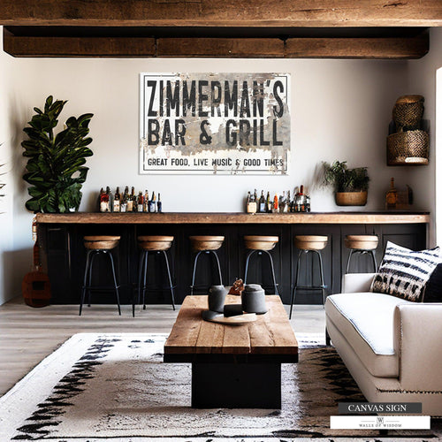 Personalized Vintage Bar Sign Canvas Art - Personalized Farmhouse Deco ...