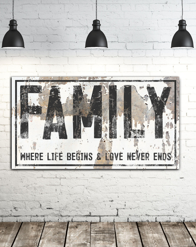 Family Sign - Where Life Begins Farmhouse Wall Art - Farmhouse Decor W ...