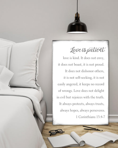 Love is Patient Love is Kind Wall Art - Farmhouse Sign – Walls of Wisdom